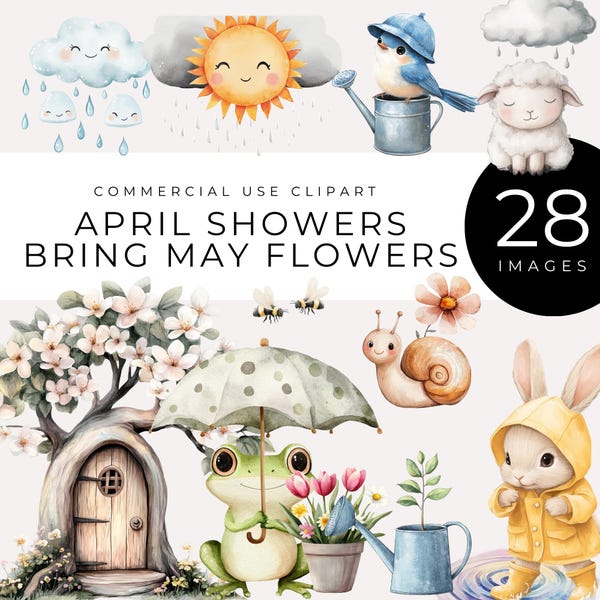 April Shower Clipart - Etsy