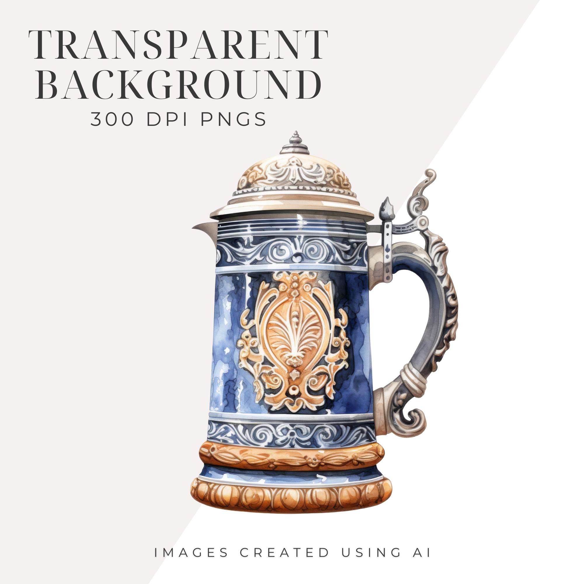 Watercolor Beer Stein Clipart Pack INSTANT DOWNLOAD Vintage Beer Mugs ...