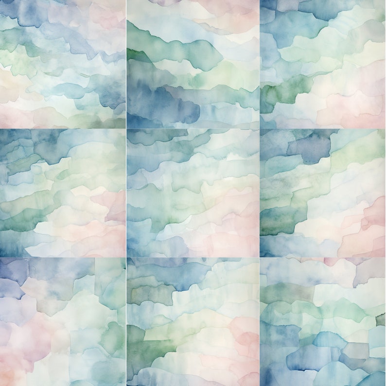 Green, Blue, & Pink Abstract Watercolor Textures INSTANT DOWNLOAD ...