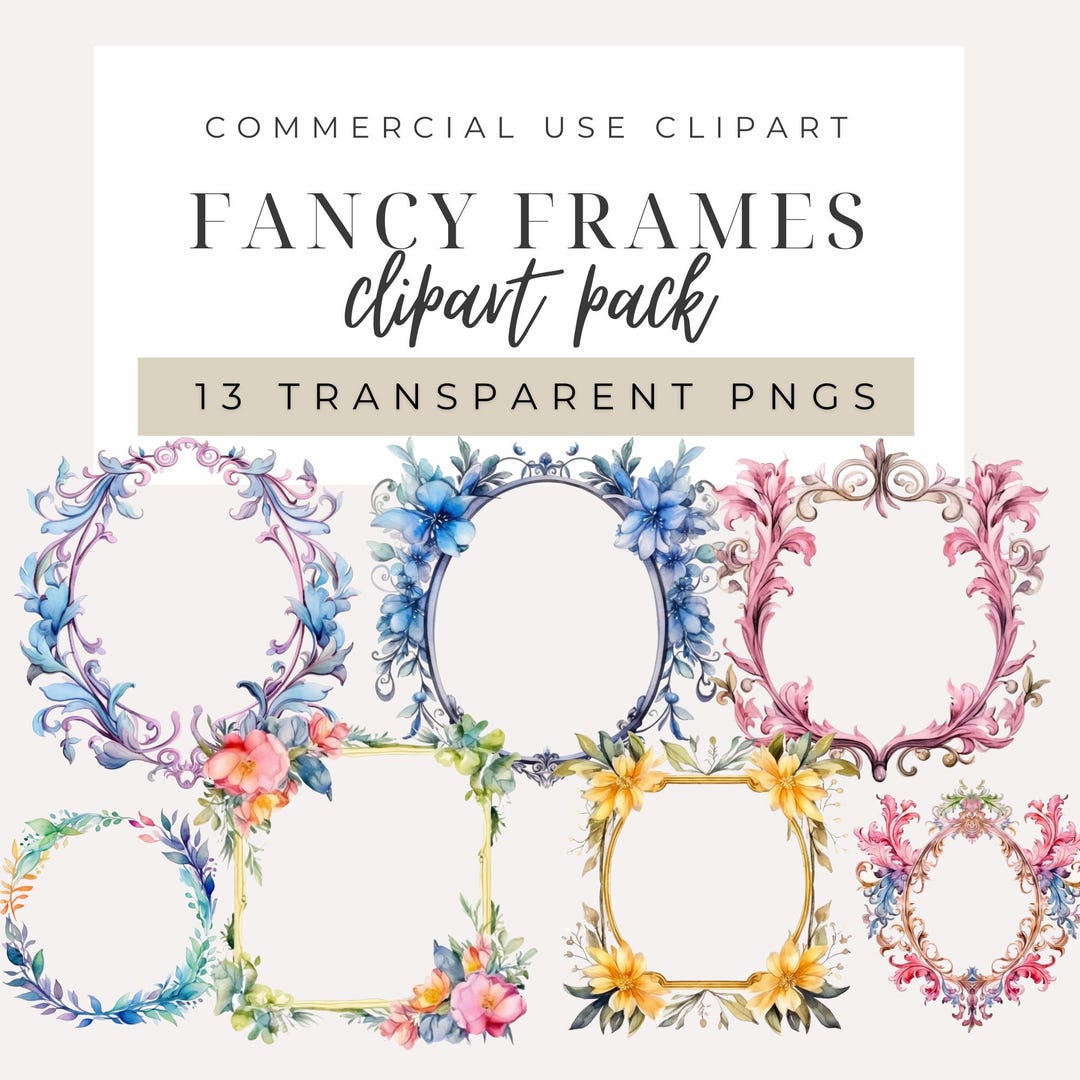 Watercolor Fancy Frames Clipart INSTANT DOWNLOAD Perfect for ...