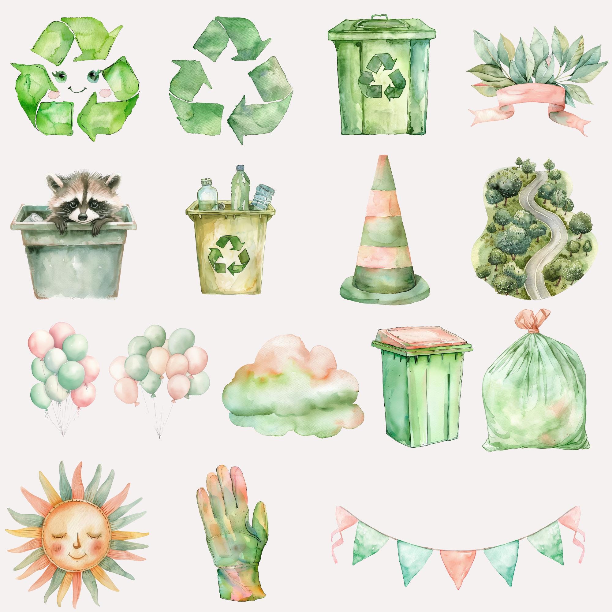 Watercolor Garbage Truck Clipart INSTANT DOWNLOAD Cute Kids, Birthday ...