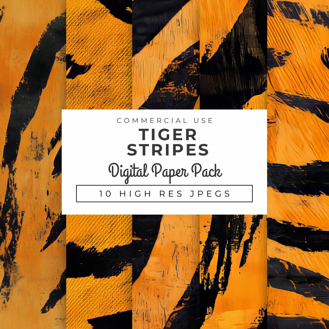 Tiger Stripe Digital Papers, Instant Download, Wild Safari Animal Print ...