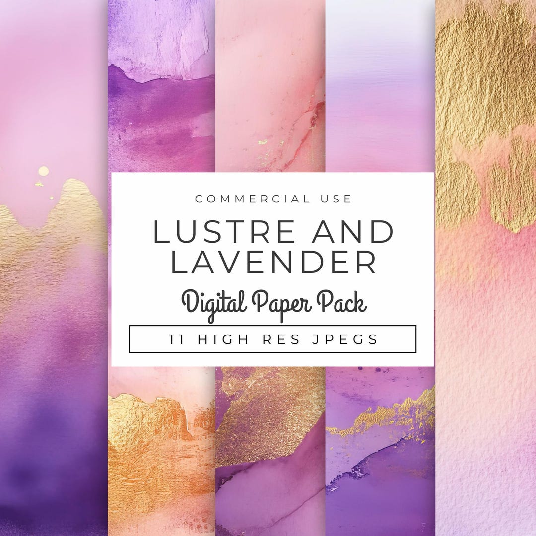 Lustre & Lavender Digital Papers INSTANT DOWNLOAD Elegant Purple and ...