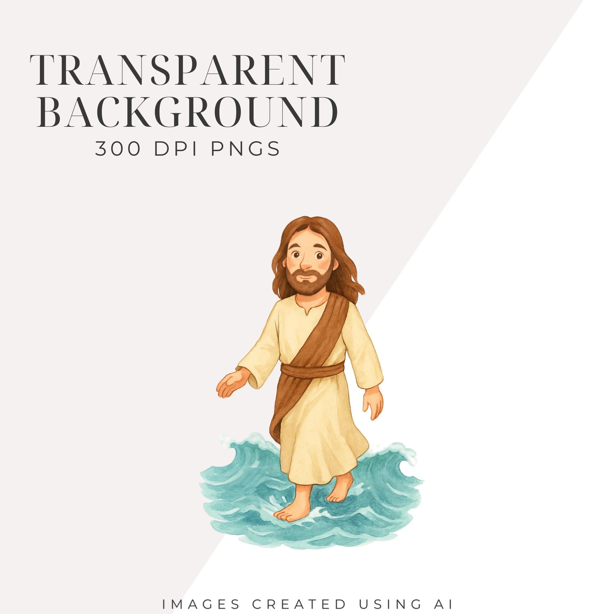 Jesus Walks on Water Clipart, Instant Download, Christian Bible Story ...