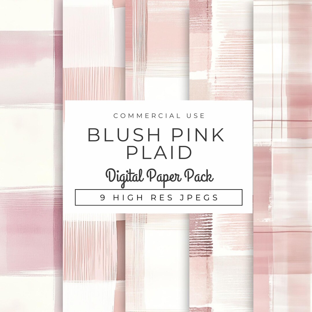 Blush Pink Plaid Digital Papers, Instant Download, Watercolor Soft Pastel Checkered Patterns for ...