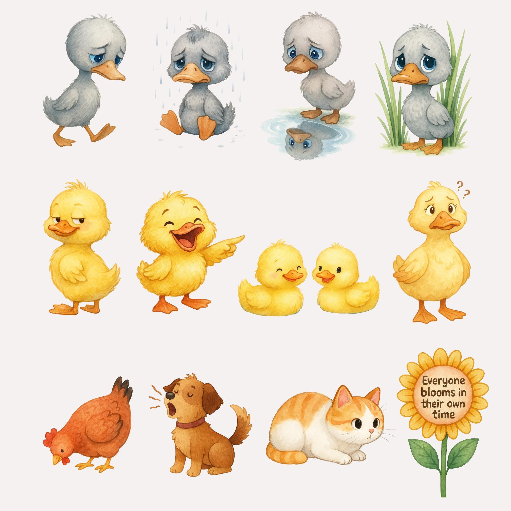 Ugly Duckling Clipart, Instant Download, Fairytale Animals, Farm Pond ...