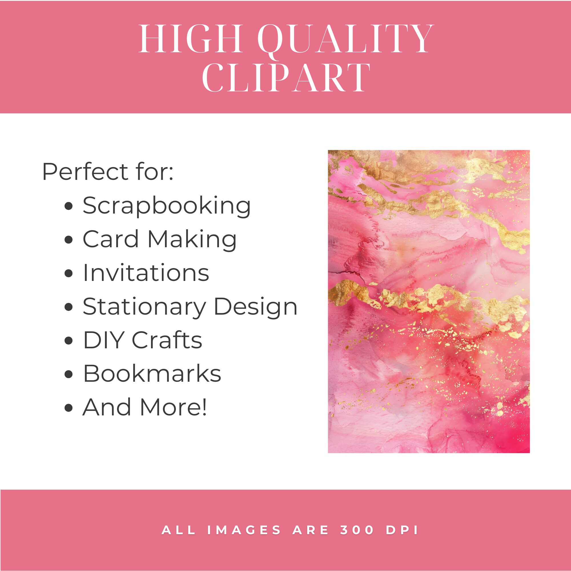 Bright Pink and Gold Watercolor Textures & Clipart INSTANT DOWNLOAD ...