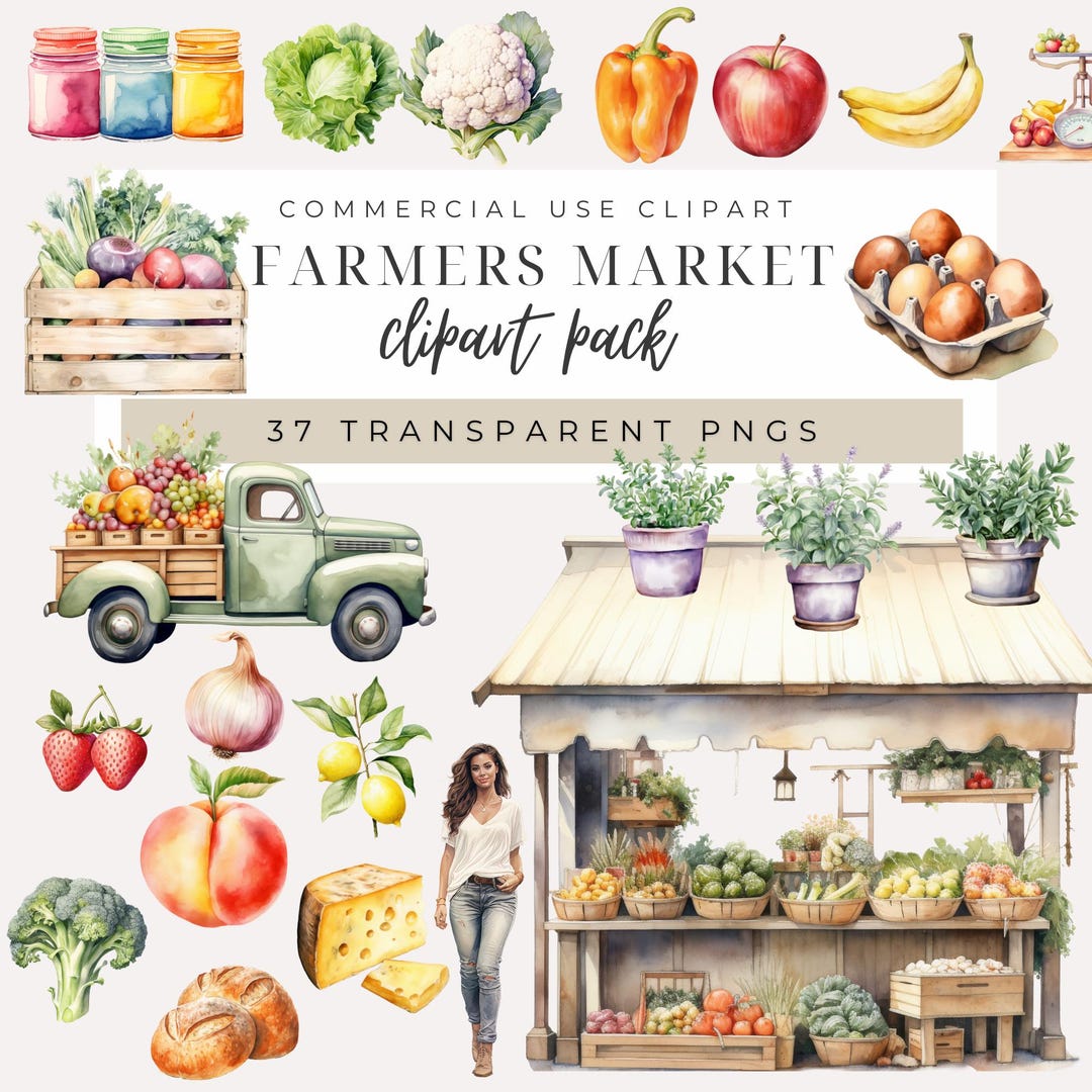 Farmers Market Stand Clipart INSTANT DOWNLOAD Fresh Farm Produce ...