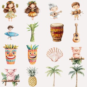 Watercolor Aloha Festival Clipart, INSTANT DOWNLOAD, Hawaiian Tropical ...