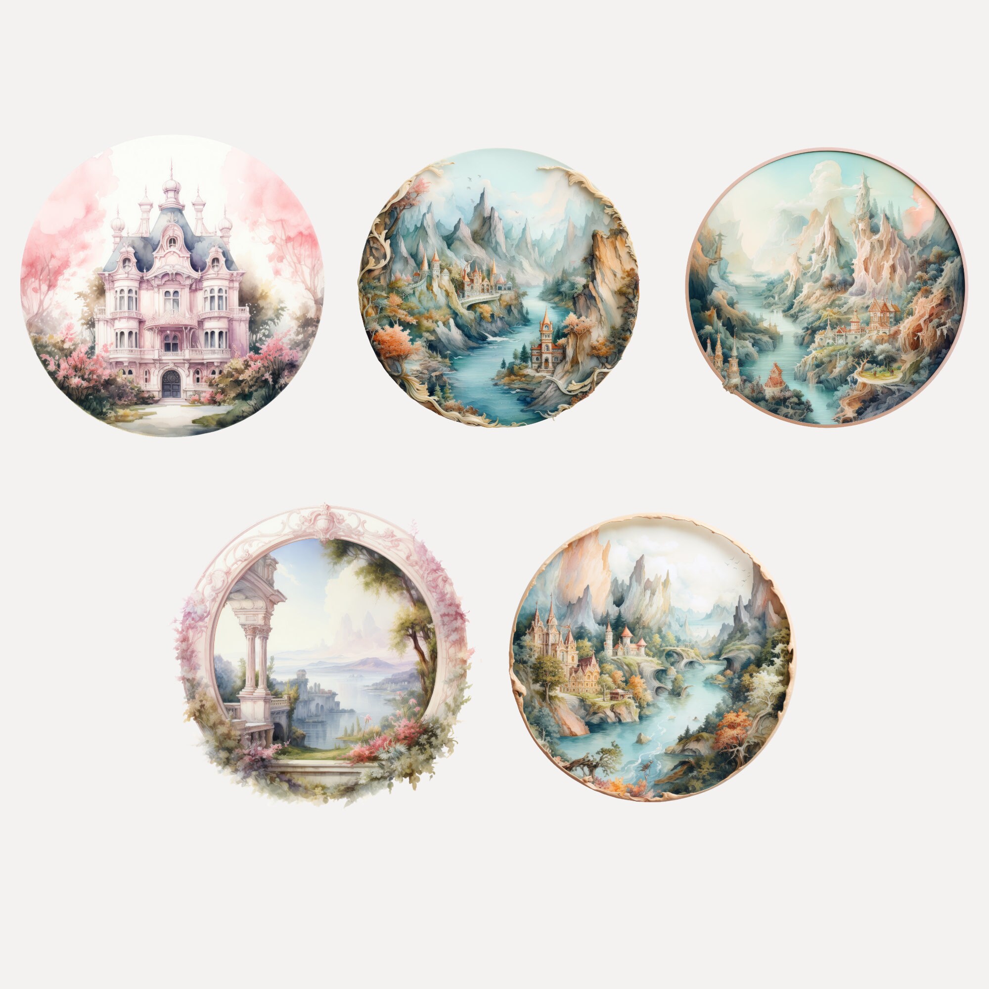 Travel Watercolor Clipart Pink Girly DIGITAL DOWNLOAD Rococo Fashion ...