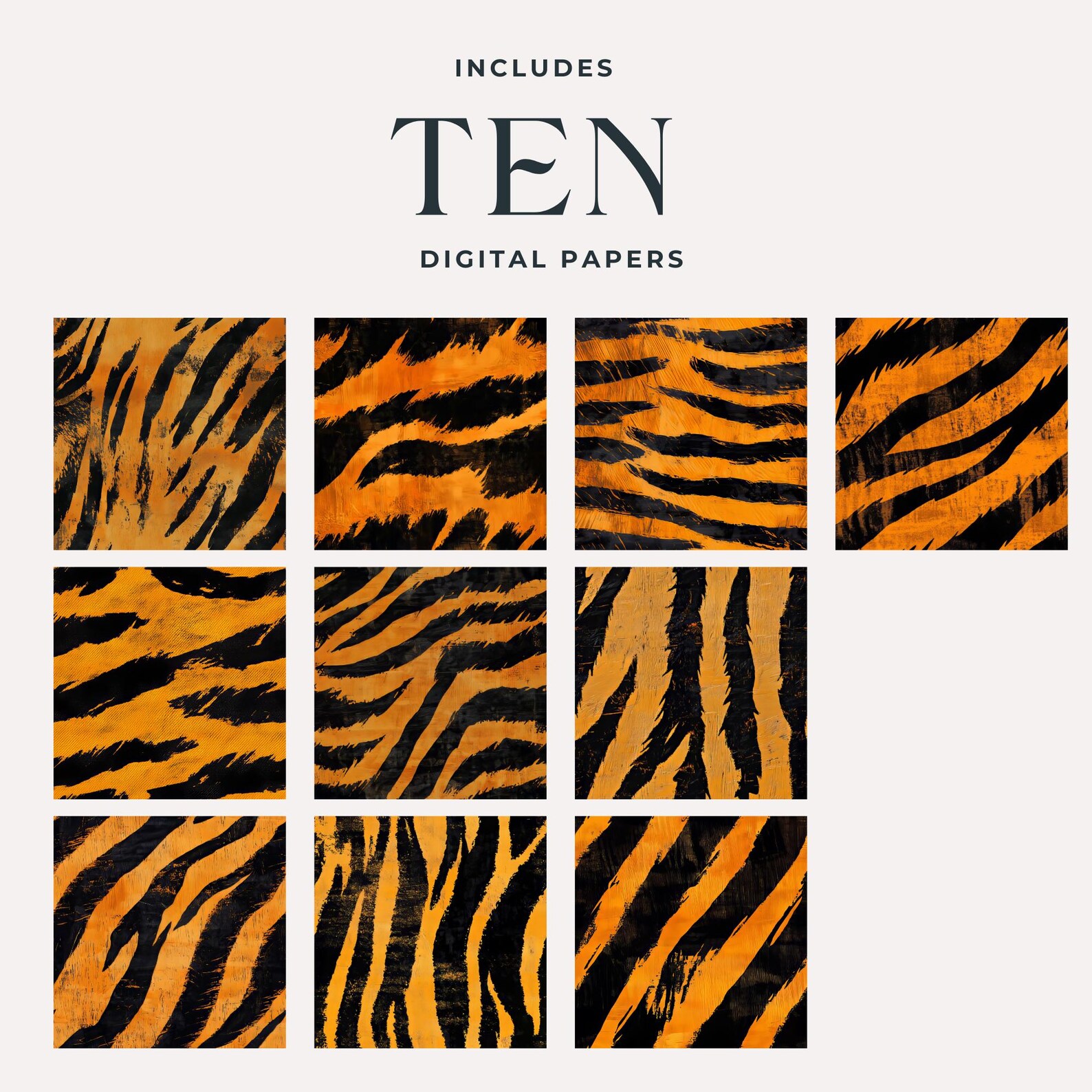 Tiger Stripe Digital Papers, Instant Download, Wild Safari Animal Print ...