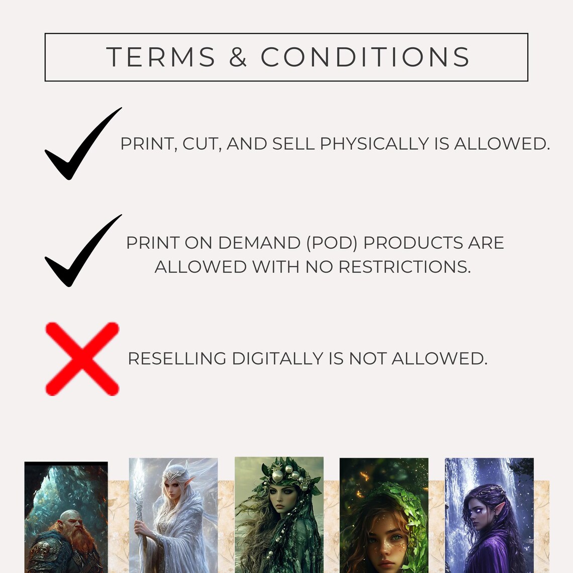 High Fantasy Bookmarks Digital Download Watercolor Fantasy Characters ...