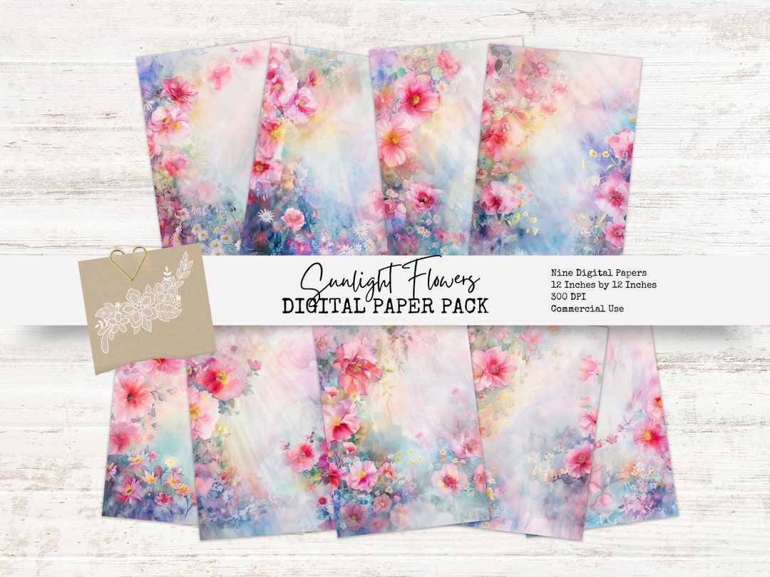 Soft Watercolor Blooms: Floral Digital Paper Pack INSTANT DOWNLOAD ...