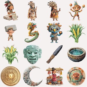 Cute Mayan & Aztec Civilization Clipart, Instant Download, Ancient ...