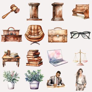 Lawyer Watercolor Clipart INSTANT DOWNLOAD Courtroom, Lawyers, Legal ...