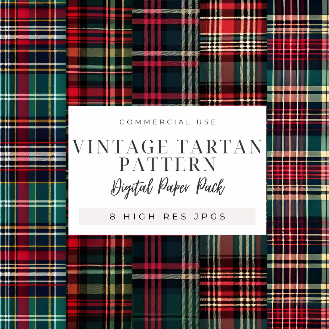 Vintage Tartan Digital Papers INSTANT DOWNLOAD Retro Scottish & Classic ...