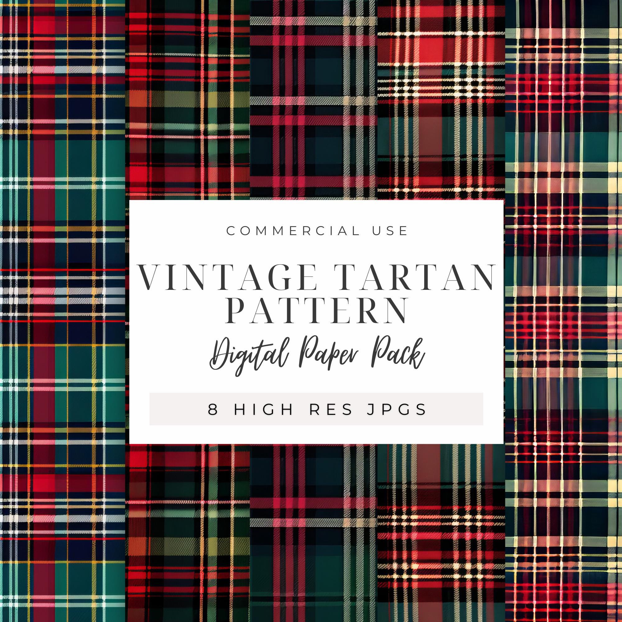 Vintage Tartan Digital Papers INSTANT DOWNLOAD Retro Scottish & Classic ...