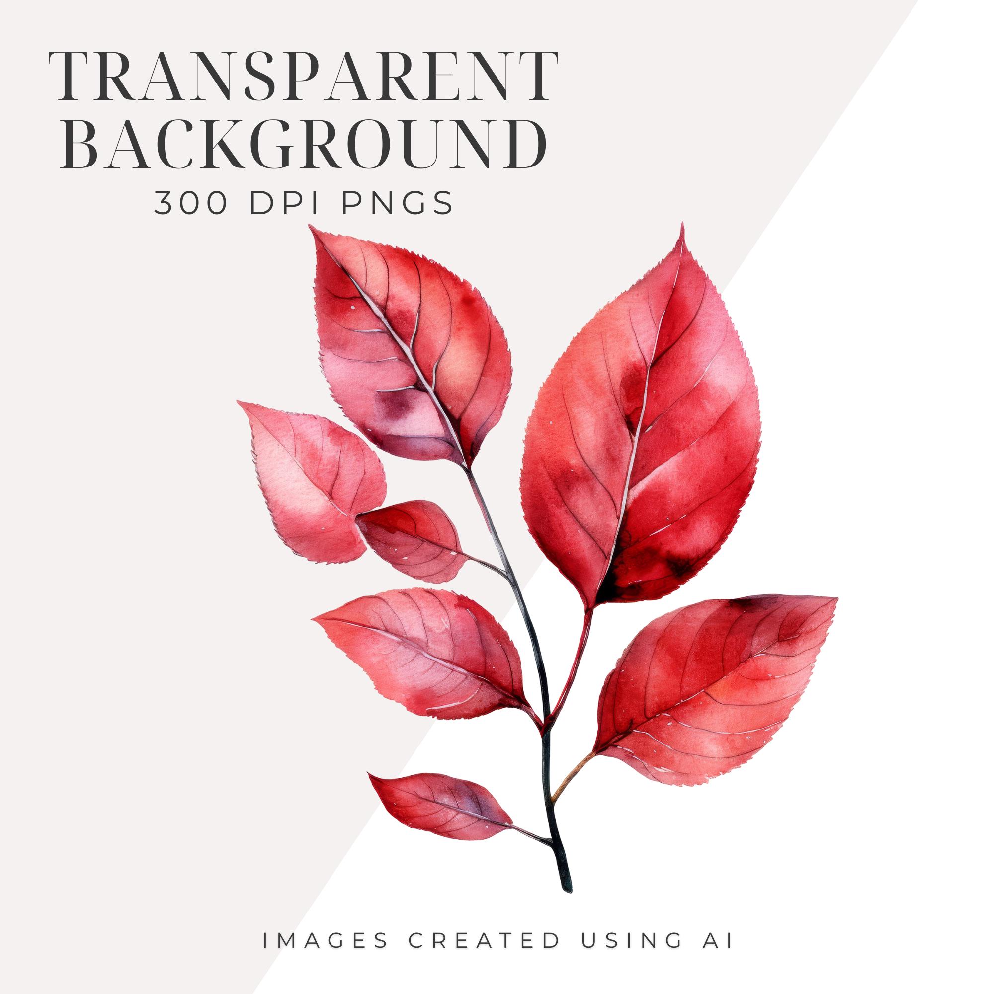 Red Greenery Clipart INSTANT DOWNLOAD Nature-inspired Decor, Watercolor ...