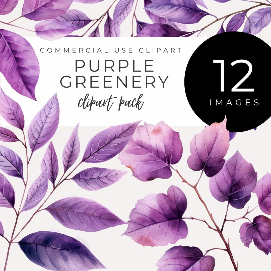 Purple Greenery Clipart INSTANT DOWNLOAD Nature-inspired Decor ...
