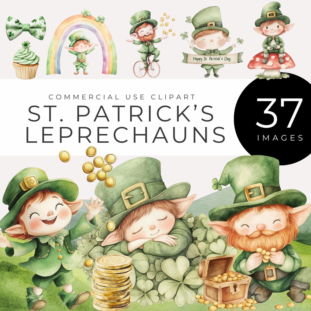 St. Patrick’s Day Leprechauns Clipart, Instant Download, Watercolor ...