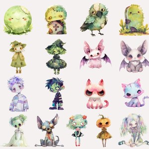 Adorable Watercolor Zombie Halloween Clipart INSTANT DOWNLOAD Cute ...