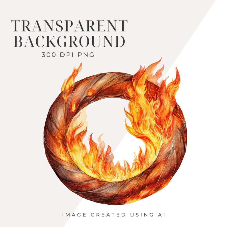 Ring of Fire Clipart Instant Download Watercolor Fiery Flame Circle ...