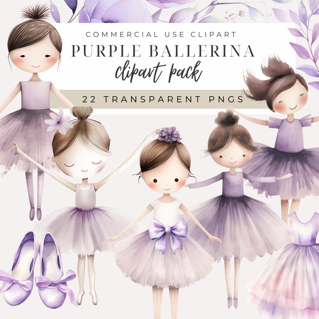 Purple Ballerina Clipart INSTANT DOWNLOAD Ballet Dancer & Accessories ...