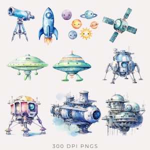 Watercolor Astronaut Clipart, INSTANT DOWNLOAD, Nursery Décor, Outer ...