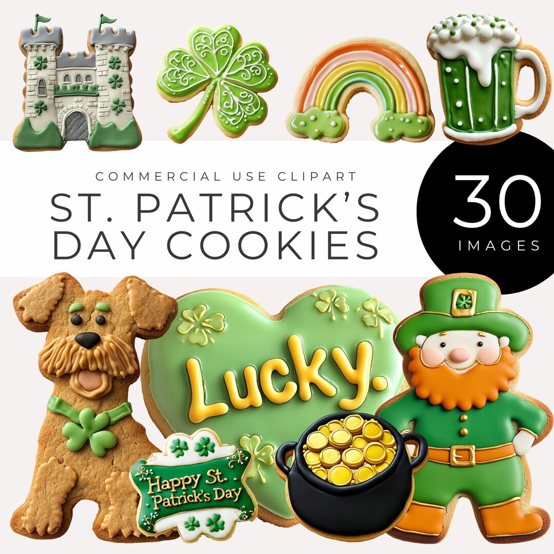 St. Patrick's Day Cookie Clipart INSTANT DOWNLOAD Leprechaun, Shamrock ...
