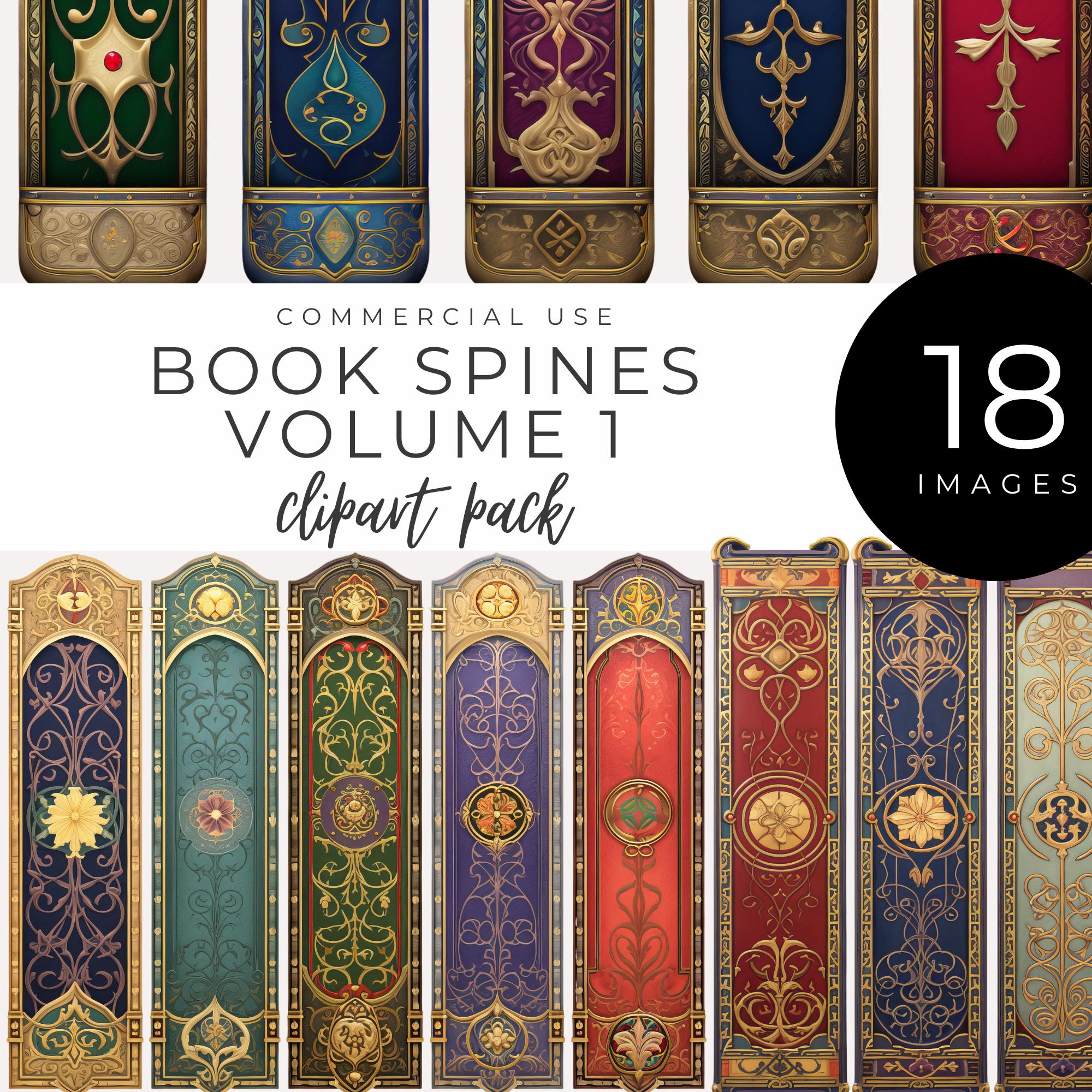Book Spines Clipart, Instant Download, Vintage Ornate Book Spine Images ...