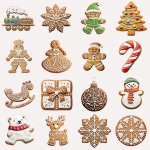 Christmas Gingerbread Clipart INSTANT DOWNLOAD Festive Cookie Graphics ...