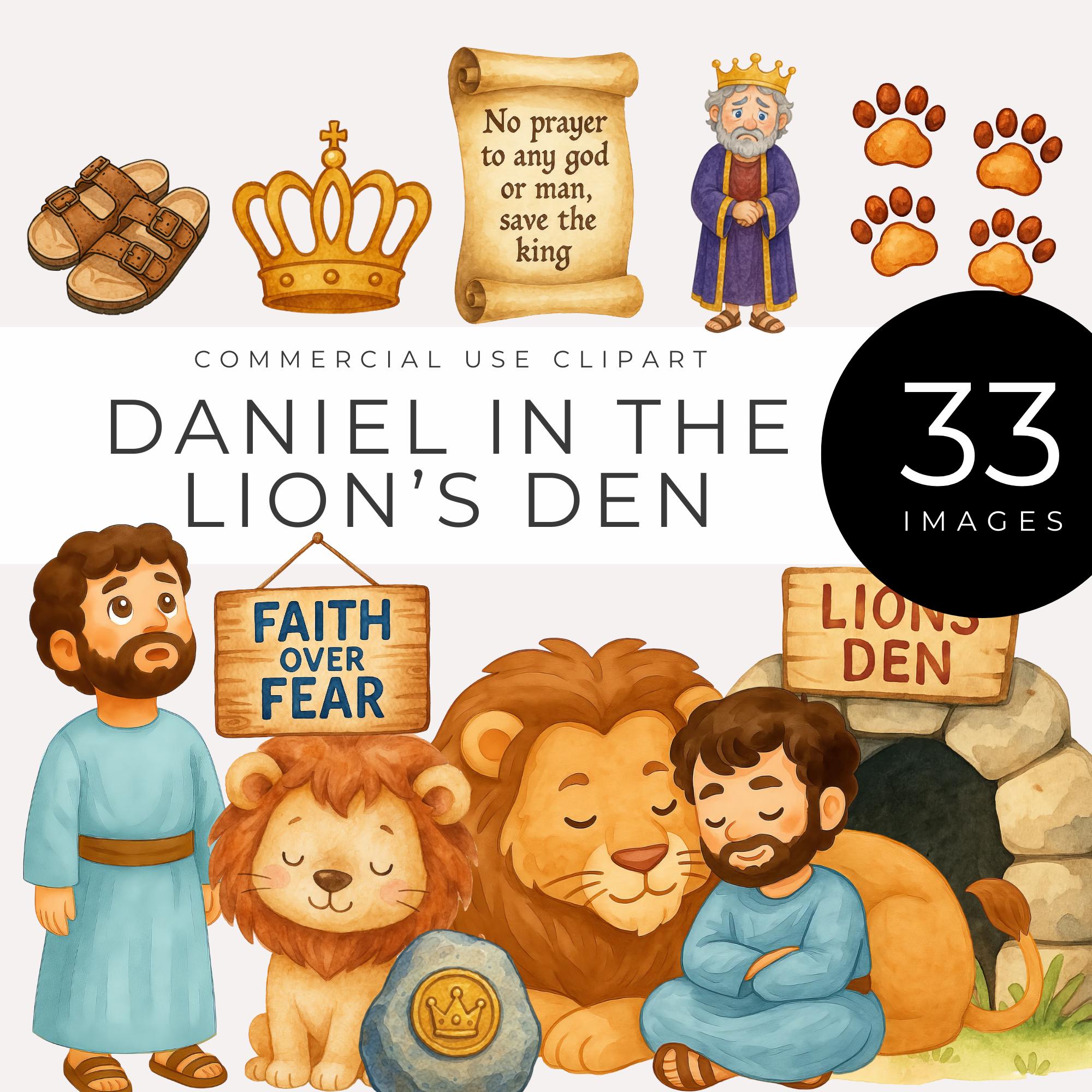 Daniel and the Lions Den Clipart, Instant Download, Bible Story Pngs ...