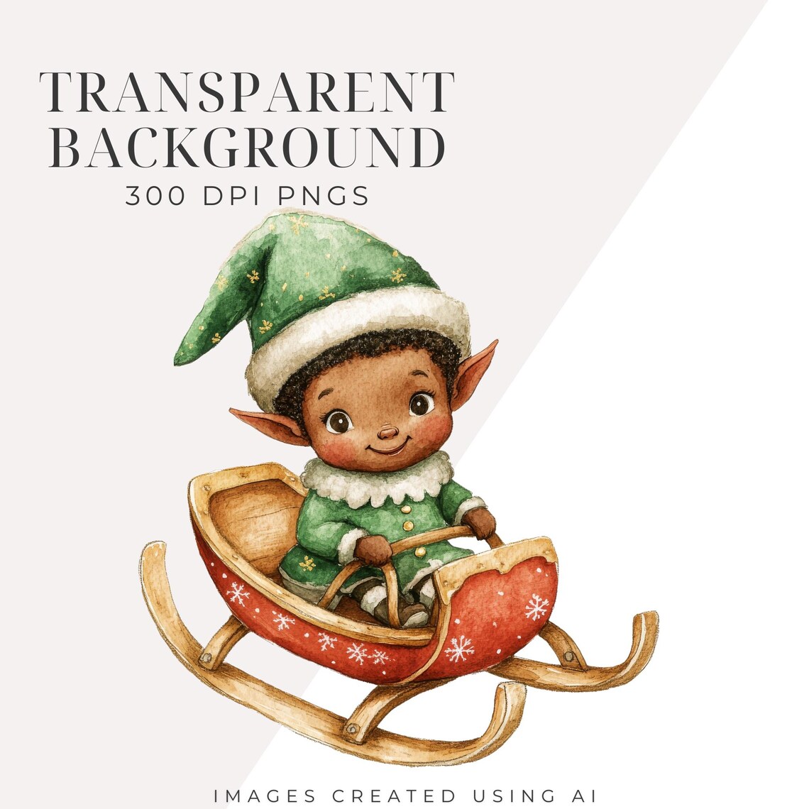 Cute Christmas Elves Clipart INSTANT DOWNLOAD Watercolor Santa's ...