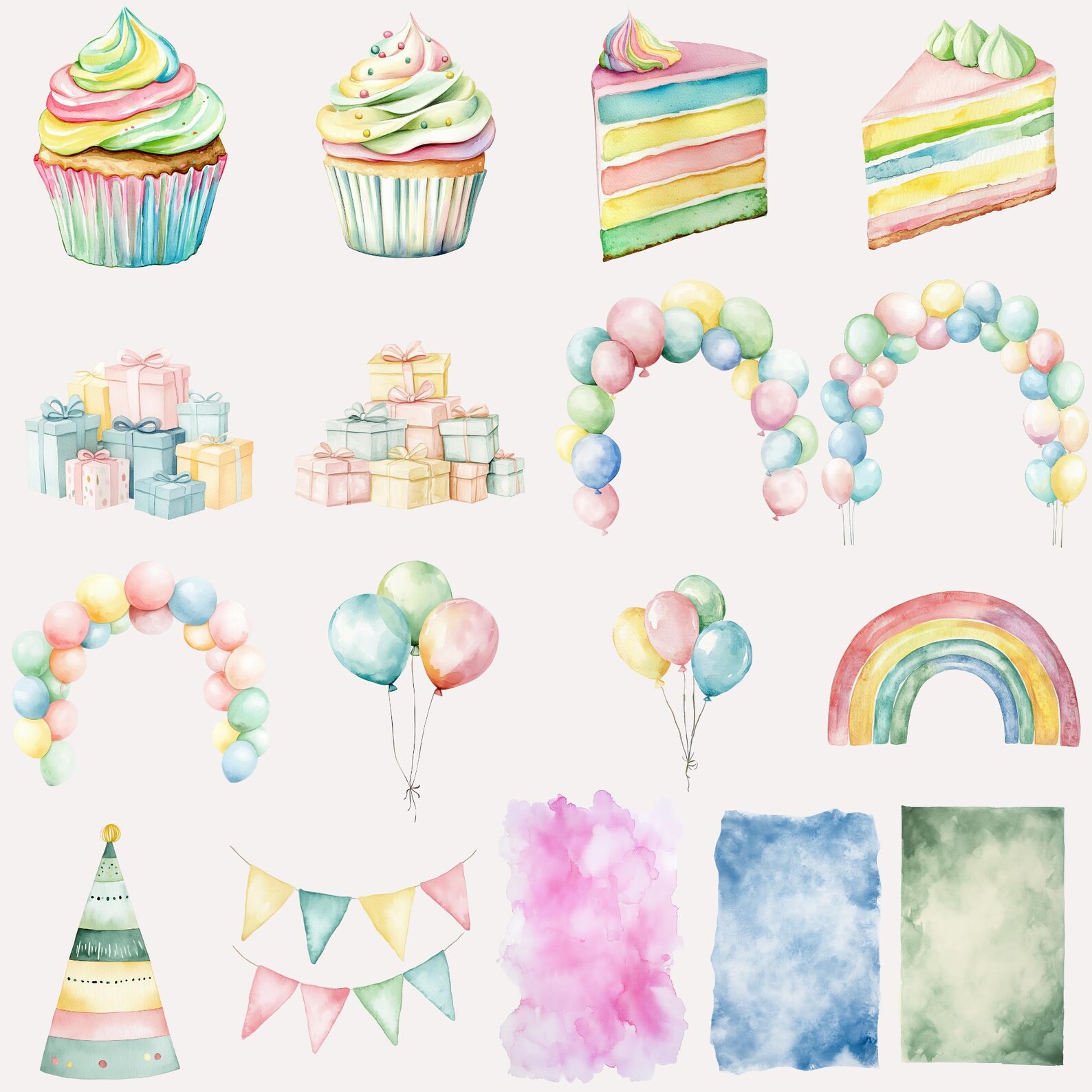 Woodland Animal Birthday Clipart INSTANT DOWNLOAD Watercolor Cute ...