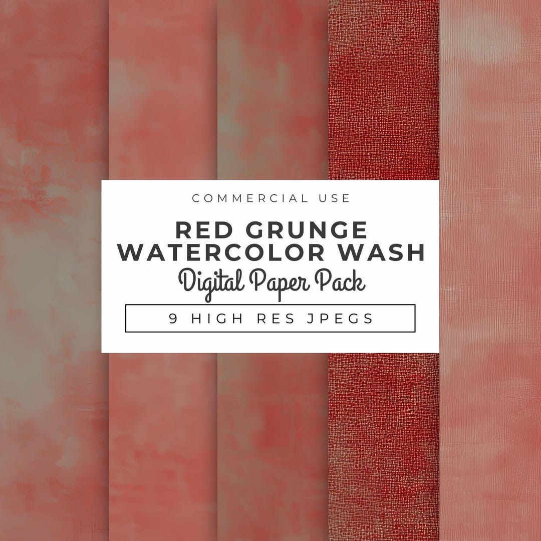 Red Grunge Watercolor Digital Papers, Instant Download, Distressed ...