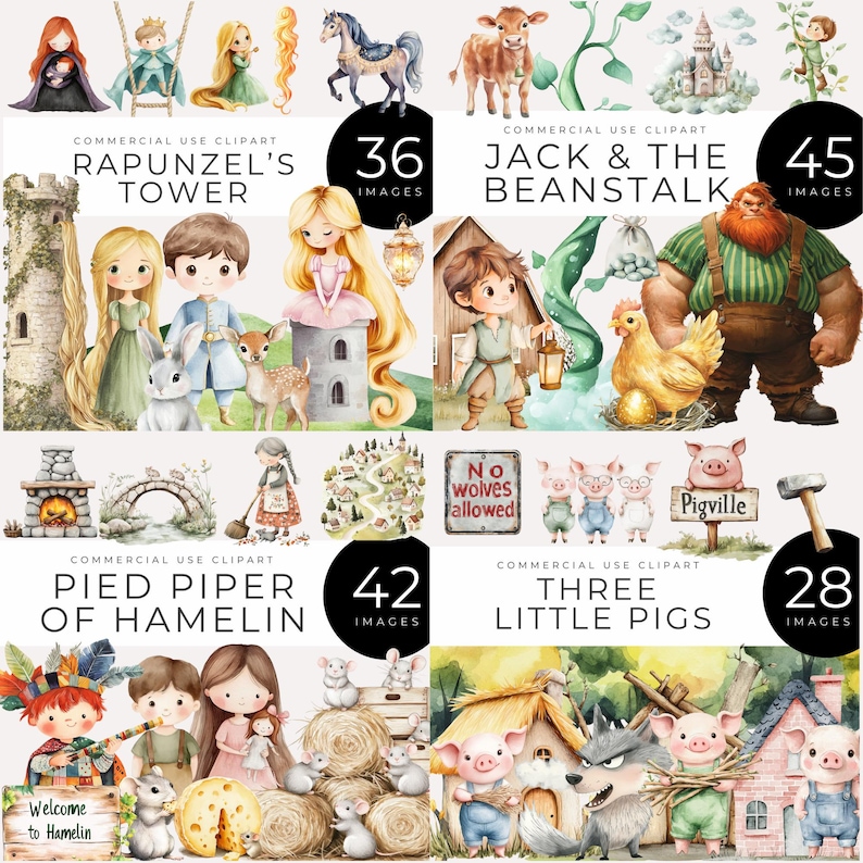 Fairytales Mega Clipart Bundle, Instant Download, Snow White ...
