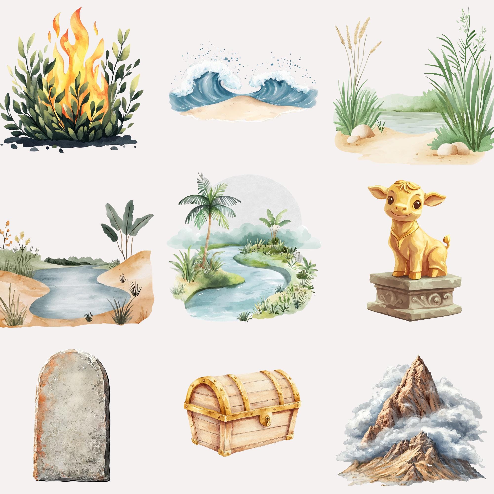 Moses Clipart, Instant Download, Watercolor Bible Story Graphics ...