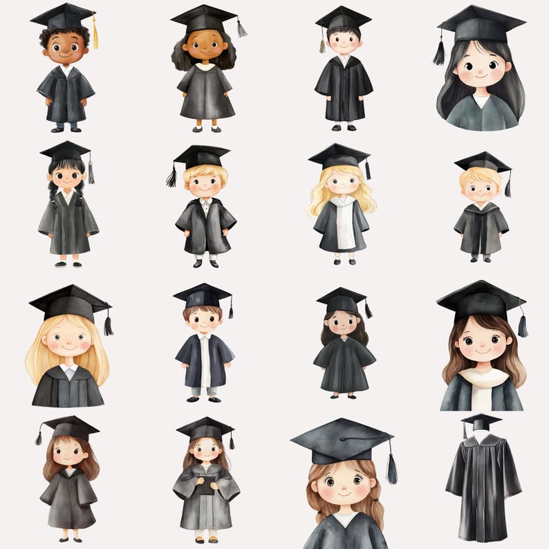 Cute Kid Graduation Clipart, Instant Download, Preschool Graduate PNG ...
