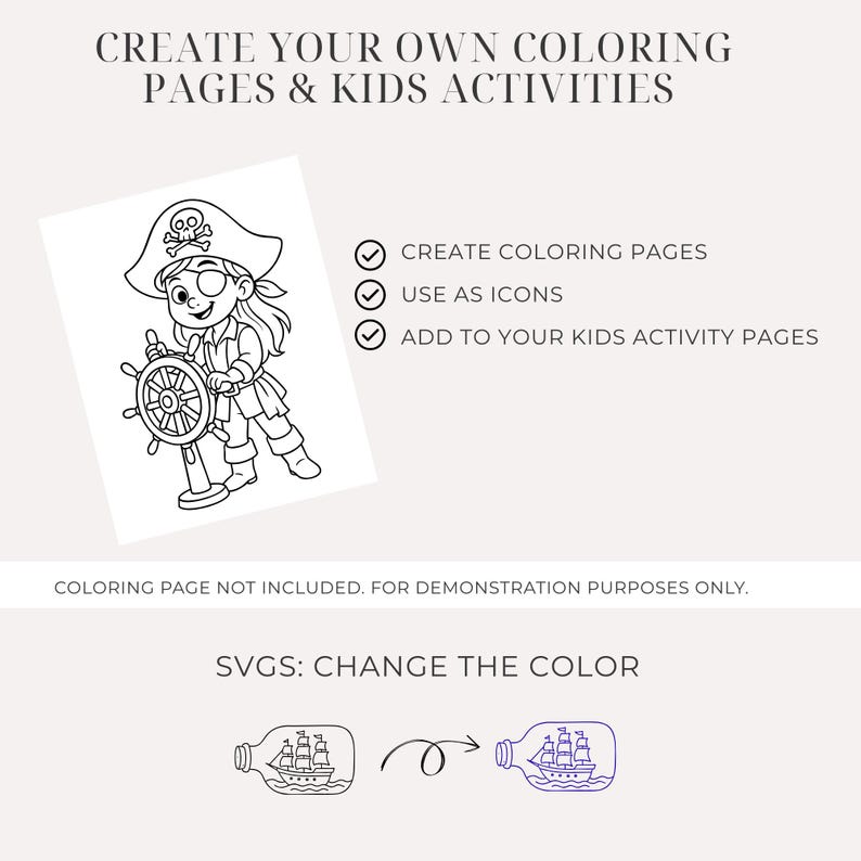 Cute Pirate Svgs, Kids Buccaneer Clipart Line Art, Treasure Map, Island ...