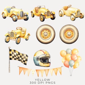 Watercolor Race Car INSTANT DOWNLOAD Vintage Car Clipart for Kids ...