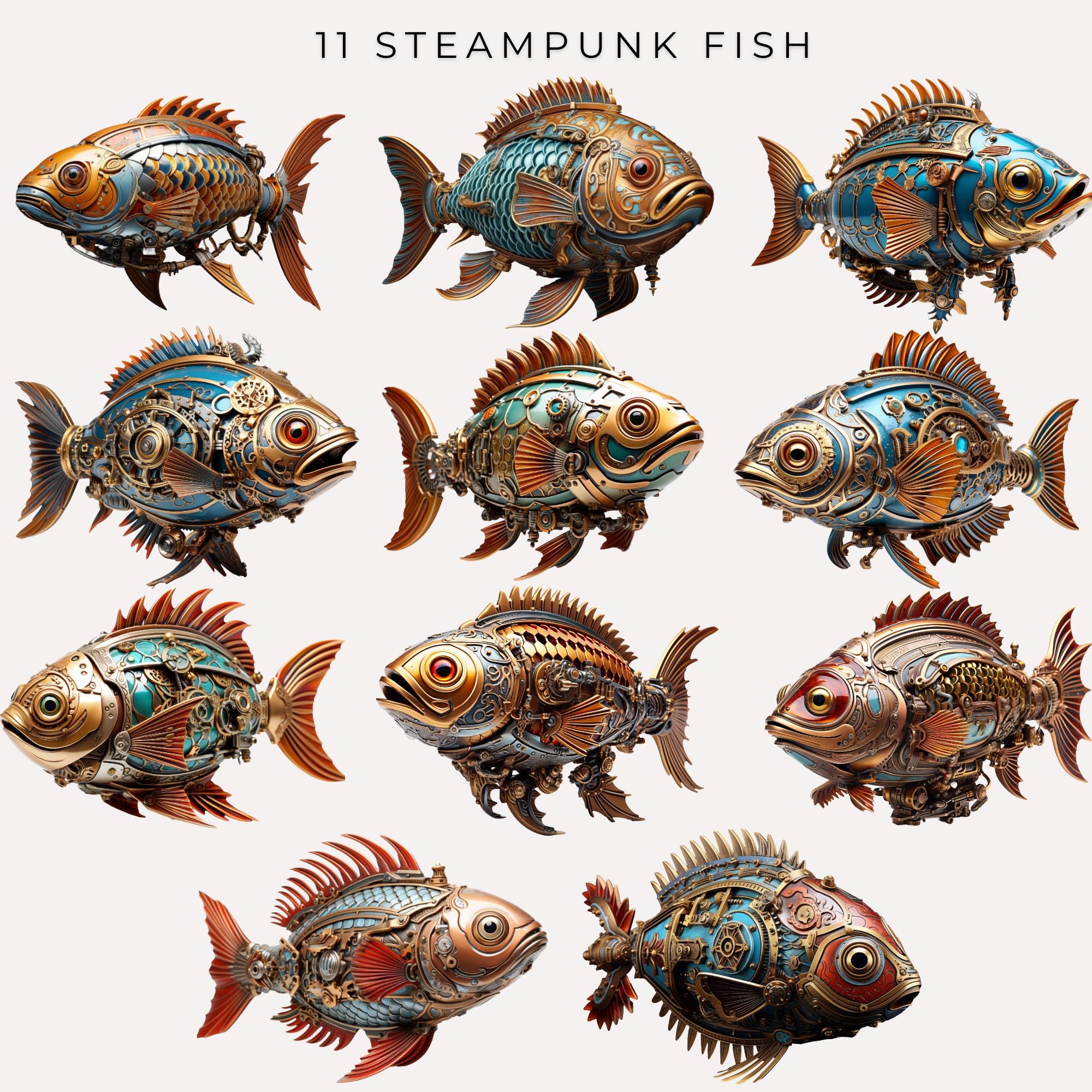 Steampunk Mechanical Fish INSTANT DOWNLOAD Steampunk Decor, Clockwork ...