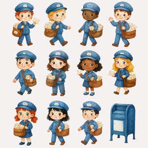 Watercolor Post Office Clipart, Instant Download, Cute Mail Carrier ...