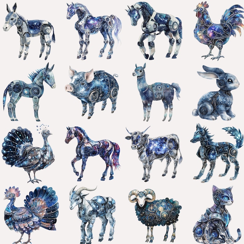 Futuristic Robotic Horse Clipart, Galaxy Animals, Space Farm Animals ...