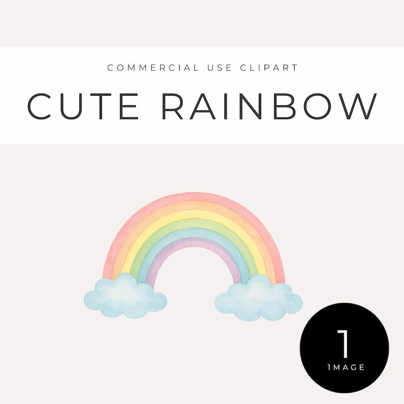 Watercolor Rainbow Clipart With Clouds, Baby Shower Graphics, Pastel ...