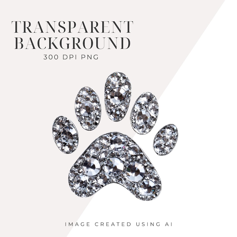 Silver Rhinestone Paw Print Clipart INSTANT DOWNLOAD Luxury Bling Dog ...