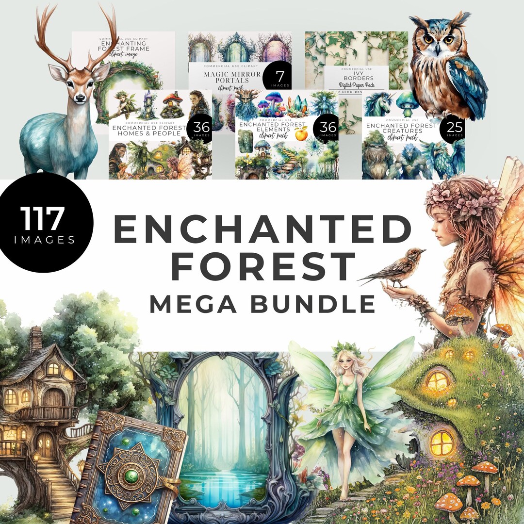Enchanted Forest Mega Clipart Bundle, Instant Download, Fairy Houses ...
