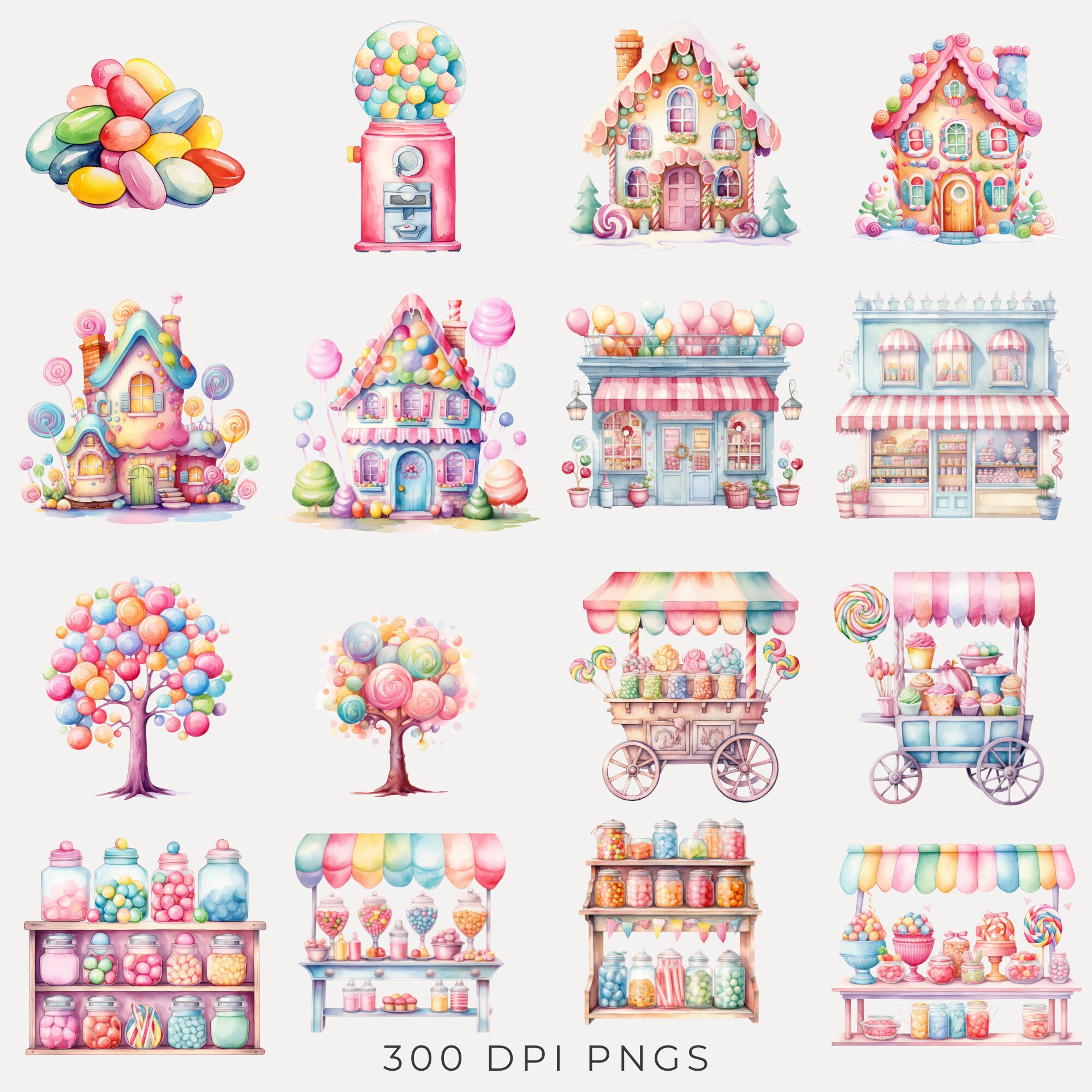 Land of the Sweets Clip Art DIGITAL DOWNLOAD Pastel Watercolor Dessert ...