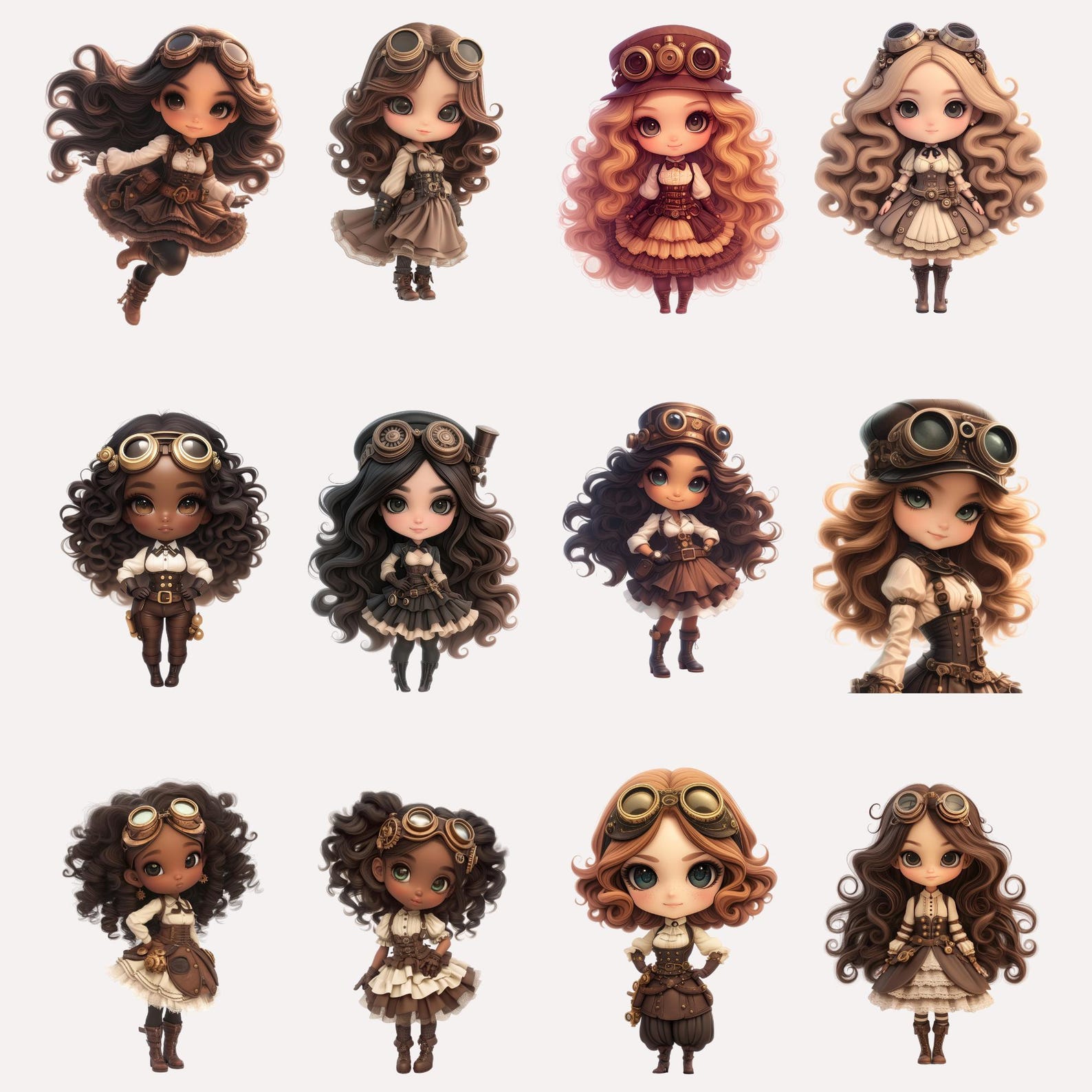 Quirky Steampunk People INSTANT DOWNLOAD Diverse Boy & Girl Vintage ...