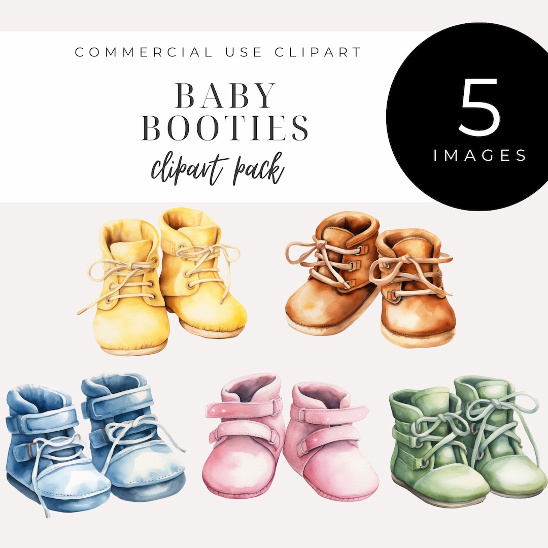 Baby Booties Clipart INSTANT DOWNLOAD Cute Watercolor Baby Footwear ...