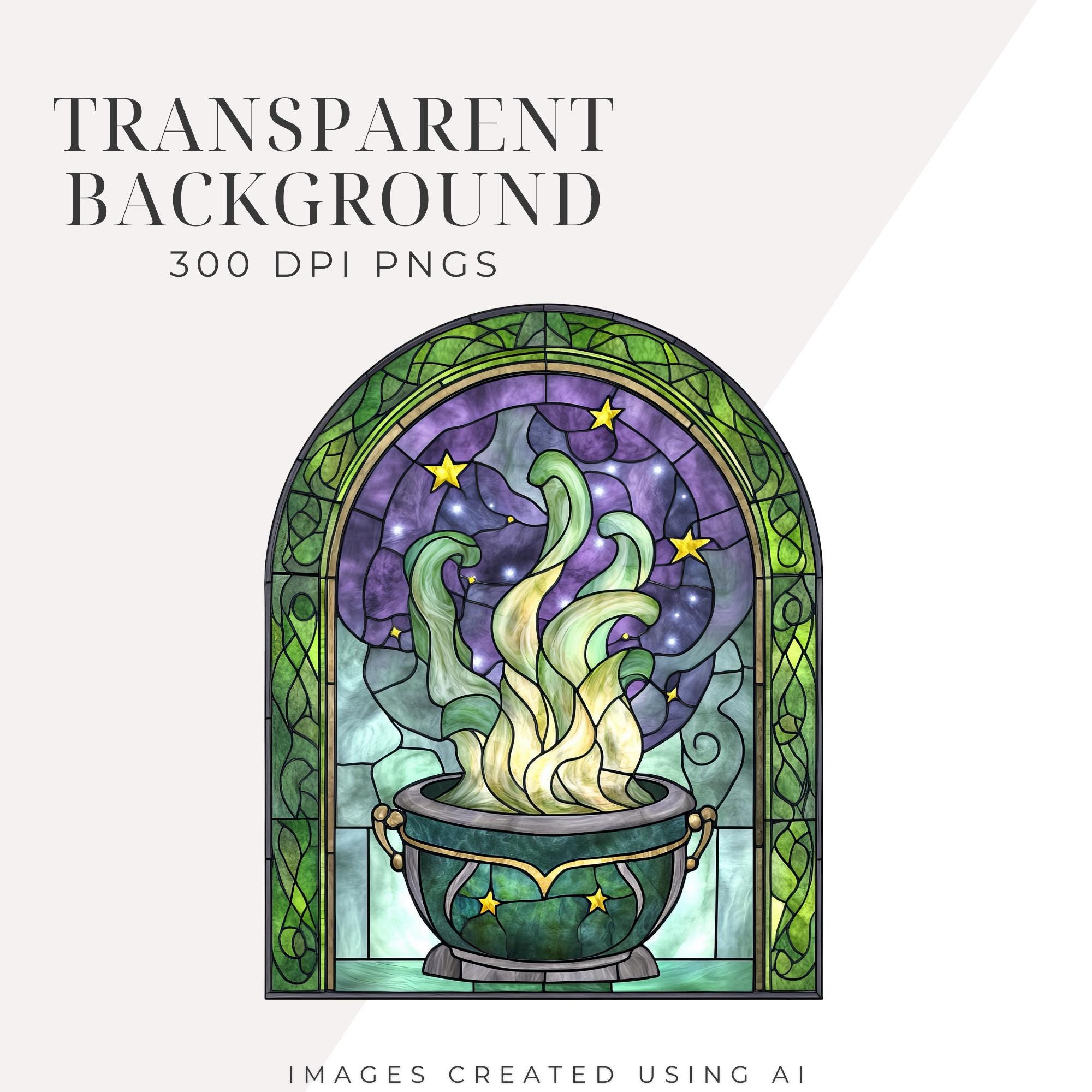 Halloween Stained Glass Clipart, Instant Download, Gothic Spooky Window ...